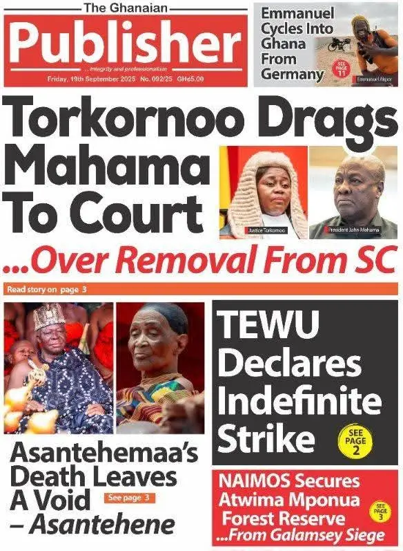 Today’s Newspaper Headlines: Friday, September 19, 2025 - Ekuzoanews.com